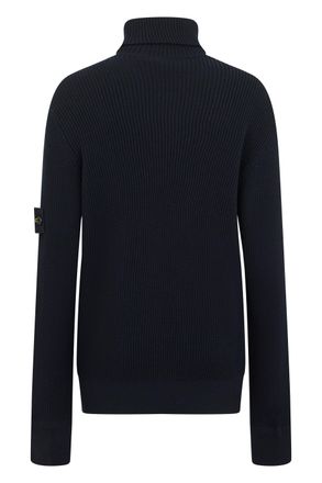 Stone Island Mens Turtleneck Sweater Navy Blue Virgin Wool