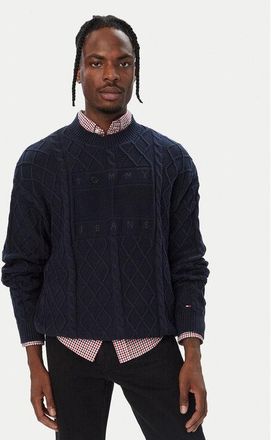 Tommy Jeans Pullover Flag DM0DM23614 Dunkelblau Relaxed Fit