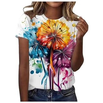 Generic T-shirt &agrave; manches courtes et col rond pour femme, bleu fonc&eacute;, XXL