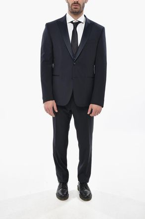 Corneliani CODE Dreiteiliger Schurwollanzug mit Spitzenrevers in Satin Corneliani