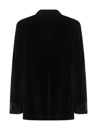 Dolce & Gabbana Mens Black Velvet Sicilia Light Single-Breasted Blazer Cotton Jacket