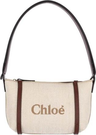 Chloé Crossbody Bags - Structured Canvas Shoulder Bag With Leather Accent - Gr. unisize - in Beige - für Damen