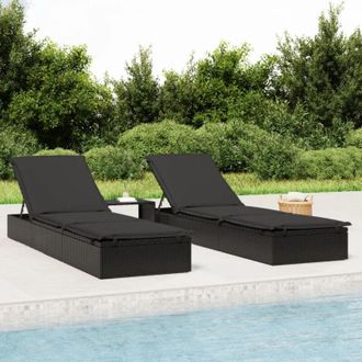 vidaXL Vidaxl - Transat 1 pc avec table noir r&eacute;sine tress&eacute;e