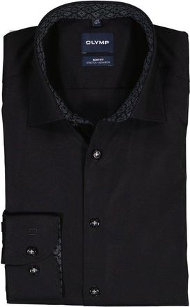 Olymp Herren Hemd schwarz Baumwoll-Stretch