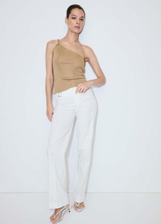 Mango Top maille asym&eacute;trique or - Femme - XXS - MANGO