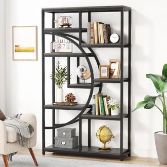 Tribesigns B&uuml;cherregal mit 5 Ebenen, Standregal, Schrank Regal als Raumteiler im Wohnzimmer, Aufbewahrung Regal mit 9 offene Ablagefl&auml;chen, Industrie-Design, f&uuml;r