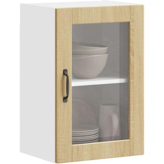 vidaXL Vidaxl - Armoire murale de cuisine et porte en verre Porto ch&ecirc;ne sonoma
