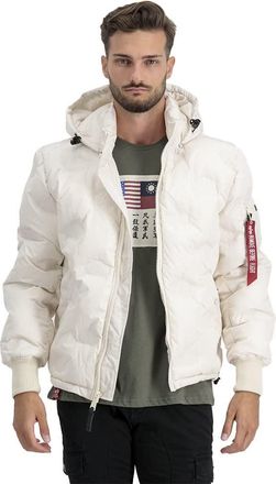 Alpha Industries Alpha Industries Hooded Logo Puffer Winterjacke f&uuml;r Herren Jet Stream White