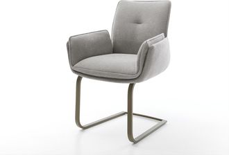 DELIFE Freischwinger Nela-Flex Strukturstoff Soft Grau Freischwinger flach Effektfinish Titan, Esszimmerst&uuml;hle