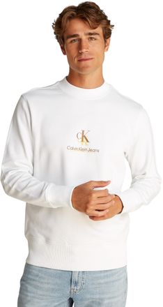 Calvin Klein Herren Sweatshirt Shadow Logo Crew Neck Regular Fit, Wei&szlig; (Bright White), XL