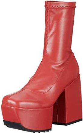 Lamoda Pretty Please Mid Calf Bottines pour femme, Polyur&eacute;thane rouge, 37 EU