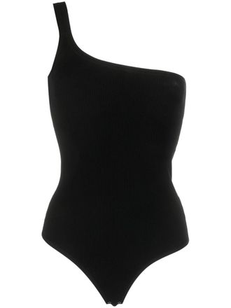 Michael Kors Gerippter One-Shoulder-Body - Schwarz