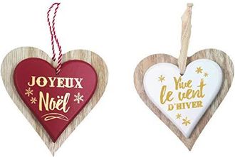 Enesco Kleine Messaggi Lotto 12 Aufh&auml;ngungen aus Holz, Herzen, Sortiert, 12 cm