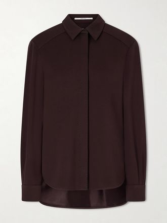 Another Tomorrow Stretch-jersey Blouse - Brown