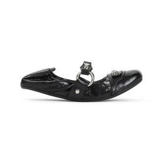 Balenciaga Black Lamb Leather Shoes With Striking Metallic Ac - Gr. 36 (EU) - in Schwarz