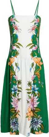 Farm Rio SWEET BLOOM DREAMSCAPE OFF-WHITE MIDI DRESS