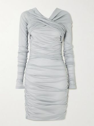 Dolce & Gabbana Minikleid Aus Woll-jersey Mit Raffungen - Grau