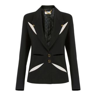 Elisabetta Franchi Femme, Vestes, Noir, Taille: 42 FR Giacca in cr&ecirc;pe leggero cut-out bicolore