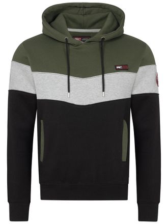 Rock Creek Herren Kapuzenpullover 3XL Dunkelgrün H-407 Hoodie im Colorblock-Design mit Kordelzug Logo-Patch & Seitentaschen Bequemer Sweatshirt Pulli für Freizei
