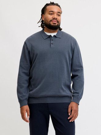 Jack & Jones Plus Size Polokragenpullover JJEBASIC KNIT LS POLO SN PLS Baumwolle, regular fit