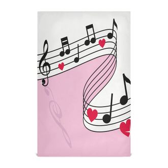 Mnsruu Geschirrt&uuml;cher, abstraktes Design, Motiv: Musiknoten, Rosa, 6 St&uuml;ck, super saugf&auml;hig, weich, 71 x 46 cm