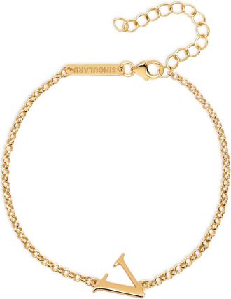 Singularu Single Letter Armband. Sterlingsilber mit 18 Kt Vergoldeter Beschichtung. Schmuck f&uuml;r Damen. Buchstabe V