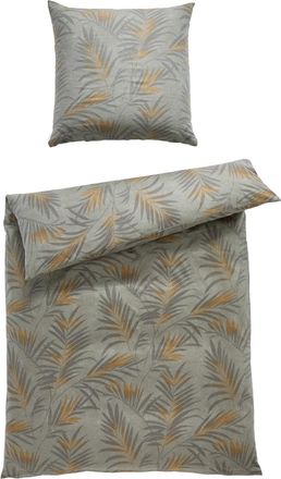 ESTELLA Bettw&auml;sche Fano, Grau, Gr&uuml;n, Textil, Bl&auml;tter, 135x200 cm, Oeko-Tex Standard 100, pflegeleicht, atmungsaktiv, hautfreundlich, samtiger Griff, Schlaftex