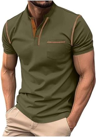 Generic Polo &agrave; manches courtes pour homme - &Eacute;t&eacute; d&eacute;contract&eacute; - Couleur unie - Chemises de vacances, vert, XXL
