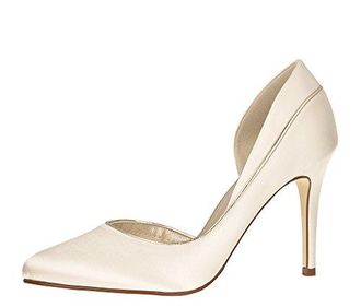 Rainbow Club Chaussures de mariée Joanne - Escarpins, Femme, Ecru, Ivory/Creme, Satin 36 EU