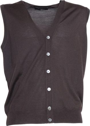 FILIPPO DE LAURENTIIS Homme, Pulls, Brun, Taille: XL Gilet Bott.R.Merino