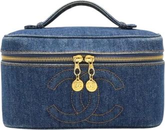 Chanel Sac Vanity Pre-owned en Denim - Femme - Pre-owned - Bleu - Taille: ONE Size