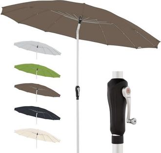 Doppler Sonnenschirm für den Garten Asia Look SL-AZ Auto Tilt 250cm Greige-Taupe I Gartenschirm knickbar I Kurbelschirm mit UV-Schutz 50+ I Kurbelschirm aus A