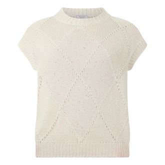 PESERICO Femme, Pulls, Blanc, Taille: 34 FR Pull &agrave; Manches Courtes avec Sequins