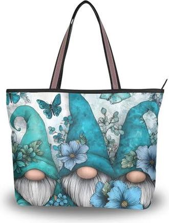 Alaza Grand sac fourre-tout, sac à bandoulière pour femme, sac à main décontracté, sac à main décontracté, nains de Noël avec poches zippées, L, Gnome I2271