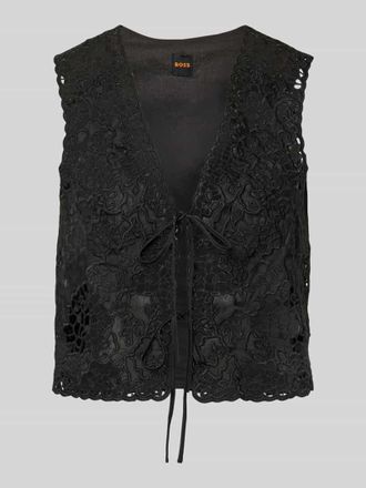 Boss Orange by Hugo Boss Besticktes Top aus Baumwoll-Mix mit Bindedetails Modell IRIKA