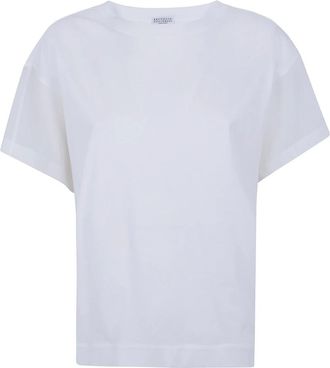 Brunello Cucinelli Femme, Tops, Blanc, Taille: 42 FR Classic T-Shirt