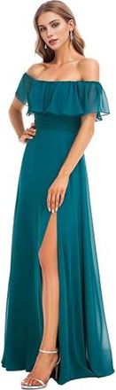 Ever-pretty Fendue Robe de Demoiselle dhonneur Soirée Femme Longue Cérémonie Bleu Sarcelle 42