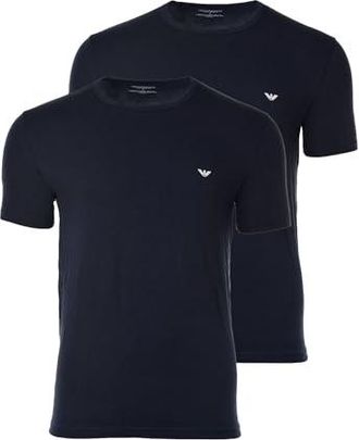 Emporio Armani Underwear 2-Pack T-Shirt Crew Neck Logo, Marine/Marine, M Homme