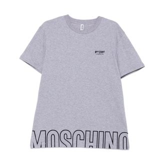 Moschino Casual Logo Besticktes T-Shirt Grau - - Tops - Herren - Grau - M
