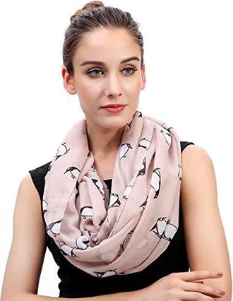 Lina & Lily &eacute;charpe tube imprim&eacute; pingouins (Beige)