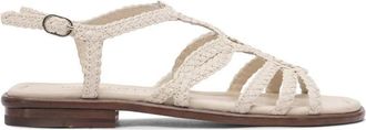 Pons Quintana Sandalen - Braided Leather Sandals With Adjustable Ankle Stra - Gr. 36 (EU) - in Beige - f&uuml;r Damen