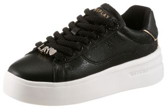 Replay Plateausneaker REPLAY, Damen, Gr. 37, schwarz, Lederimitat, unifarben, Basic, Schuhe Plateausneaker, Halbschuh, Freizeitsneaker, Schn&uuml;rschuh mit Monog