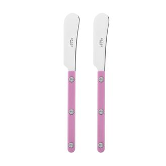 Sabre Paris 2er Set Buttermesser 14 cm - Bistrot - Ideal Für Butter, Aufstrich - Edelstahl & Nylon - Spülmaschinenfest - Rosa