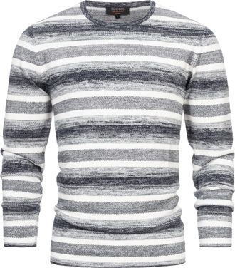 Indicode Herren INManfred Feinstrickpullover aus 100% Baumwolle | Strickpullover für Männer Navy Mix, XXL