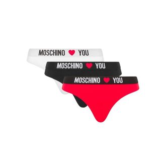 Moschino Femme, Sous-v&ecirc;tements, Multicolore, Taille: 46 FR Lot de 3 slips en jersey de coton stretch