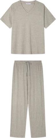 Women'secret Pijama de Manga Corta Y Pantal&oacute;n Largo Colecci&oacute;n Lifewear Pyjama, Gris m&eacute;lang&eacute;, L Femme