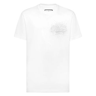 Philipp Plein Homme, Tops, Blanc, Taille: M Round Neck T-Shirt Deluxe Stones
