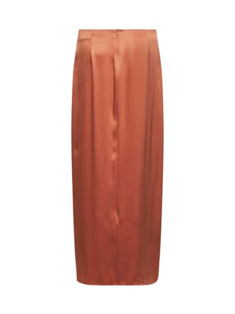 Giorgio Armani Womens Long Wrap Skirt Orange Silk