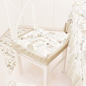 Petti Artigiani Italiani Stuhlkissen mit 2 St&uuml;ck, Stuhlkissen aus Baumwolle mit Gummizug 40 x 40 cm - Set mit 2 Designs Herzen beige 100% Made in Italy