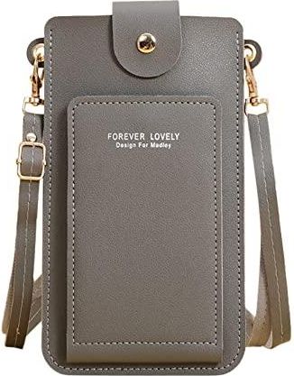 Generic Grand sac &agrave; bandouli&egrave;re en cuir de couleur unie moraillon transparent pour t&eacute;l&eacute;phone portable, F, taille unique